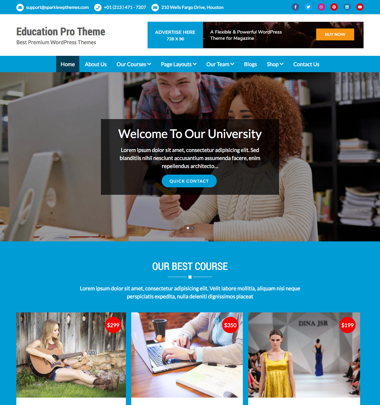 Free WordPress Theme For College & University And Education Website.