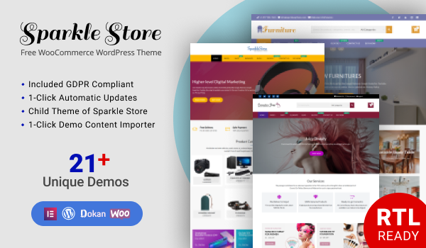 Sparkle Store is Online WordPress Free eCommerce Theme 2022