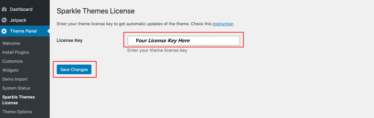 Theme activation license key for WordPress Premium themes